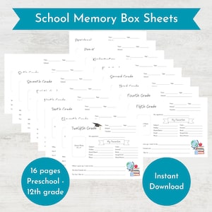 School Memory Sheets, School Memory Box, School Memory Questionnaire ...