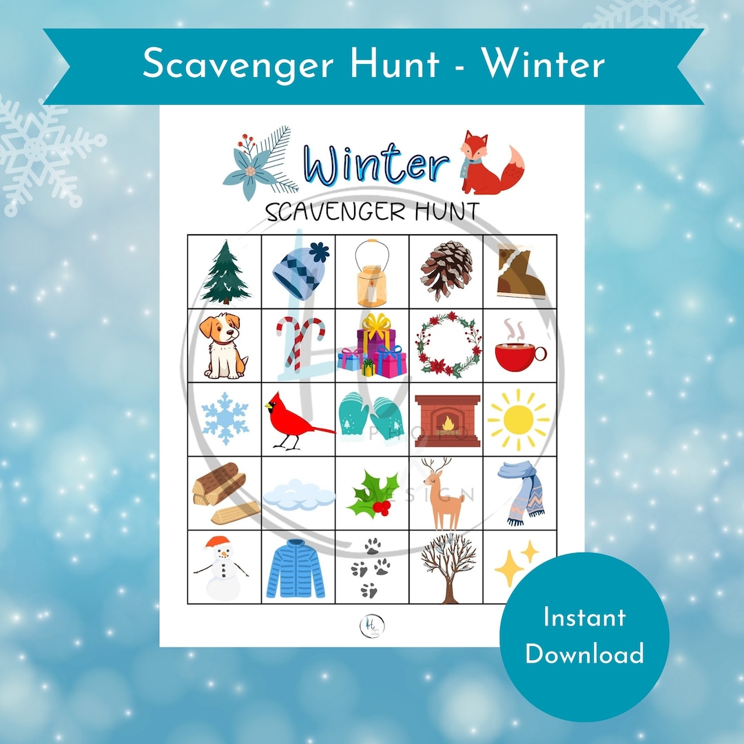 Winter Scavenger Hunt Printable, Kids Outdoor Activity (PDF) - Etsy