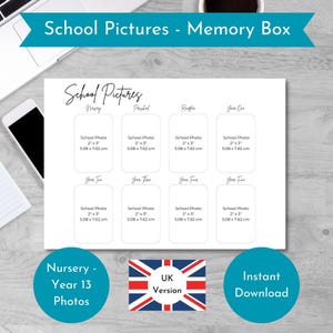 School Picture Sheets [UK], School Memory Box, School Keepsake, School ...