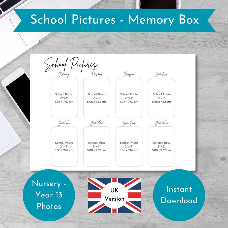 School Picture Sheets [UK], School Memory Box, School Keepsake, School ...