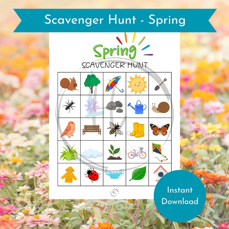 Spring Scavenger Hunt Printable, Kids Scavenger Hunt, Printable ...