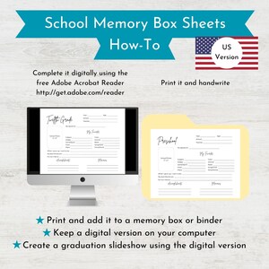 School Memory Box Sheets, Preschool to Grade 12 (digital Download) - Etsy