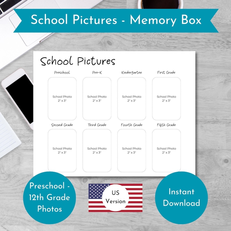 School Picture Sheets, School Memory Box, School Keepsake, School File ...