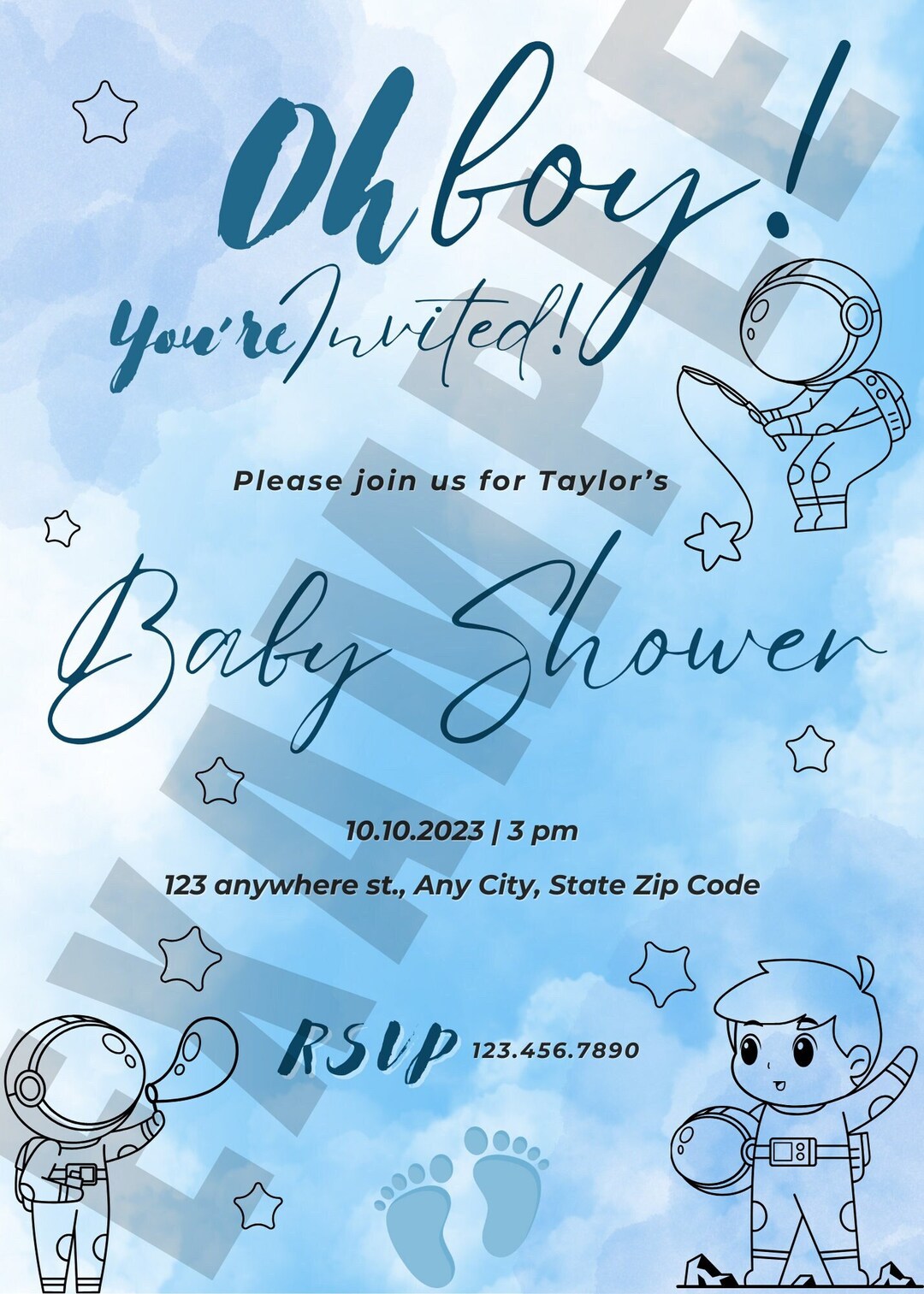 Boy Baby Shower Editable Template | DIY Invitation - Etsy
