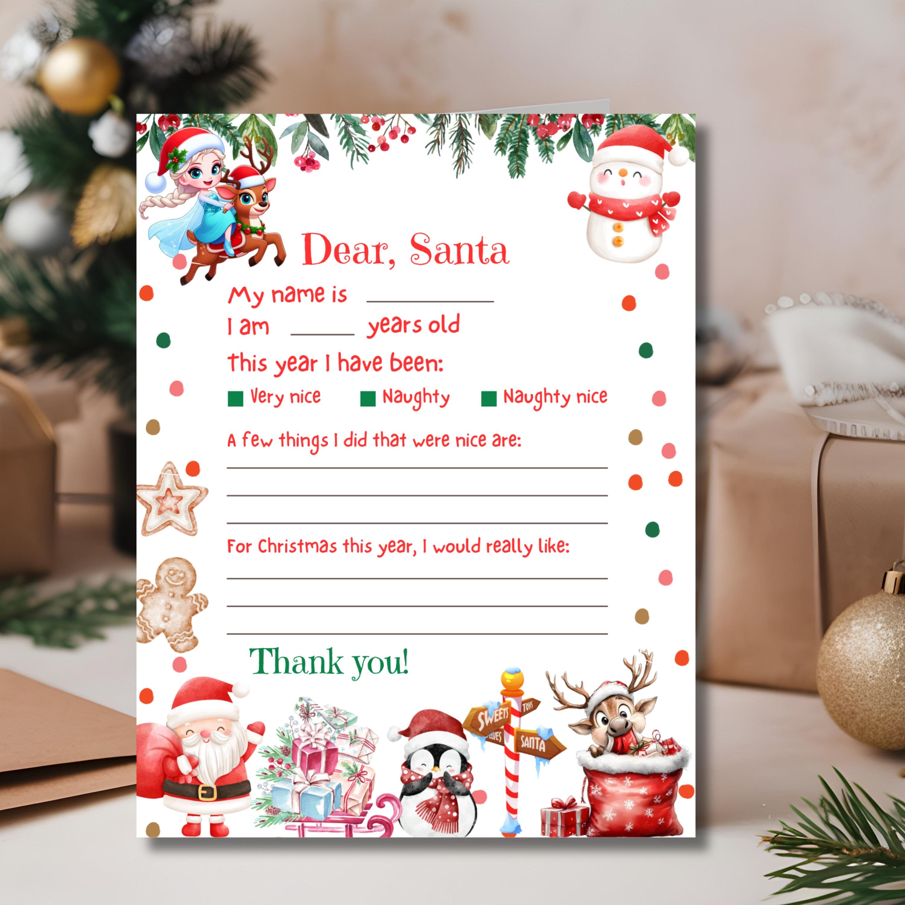 Letter to Santa Printable: Kids Christmas Wish List (PDF) - Etsy