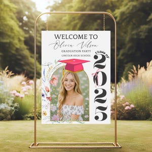 2025 Graduation Party Welcome Sign: Modern Photo Poster (canva Template ...