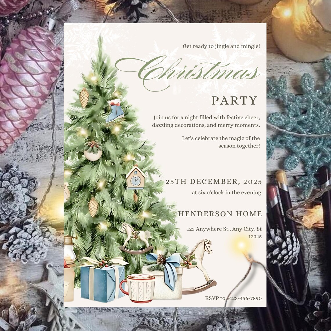 Christmas Party Invitation Editable Christmas Tree Party Invite Holiday ...