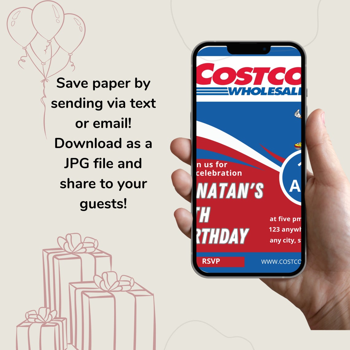 Costco Birthday Invitation: Customizable Party Invite (canva Template ...