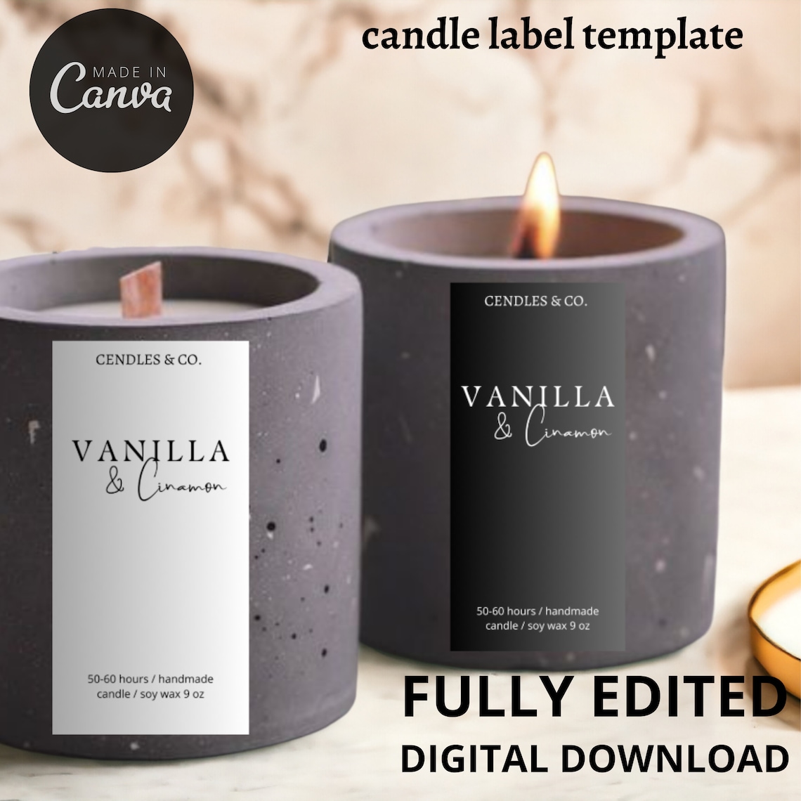 Editable Candle Label DIY Candle Sticker Custom Candle Labels Small ...