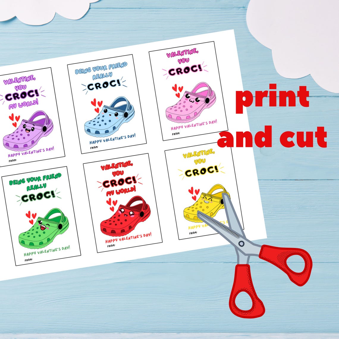 Kids Croc Valentine Cards: Printable Class Gift (PDF) - Etsy