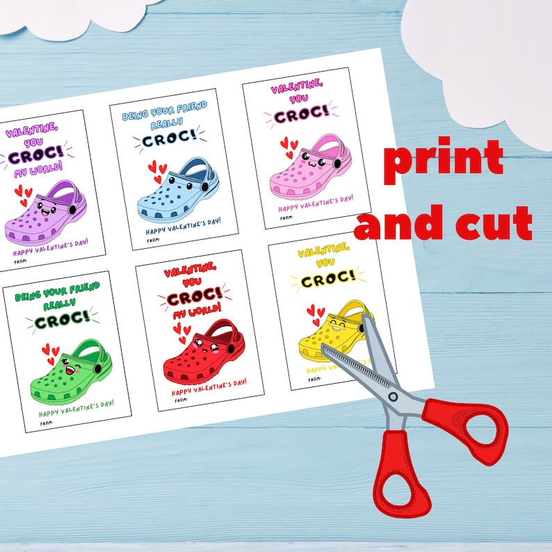Kids Croc Valentine Cards: Printable Class Gift (PDF) - Etsy