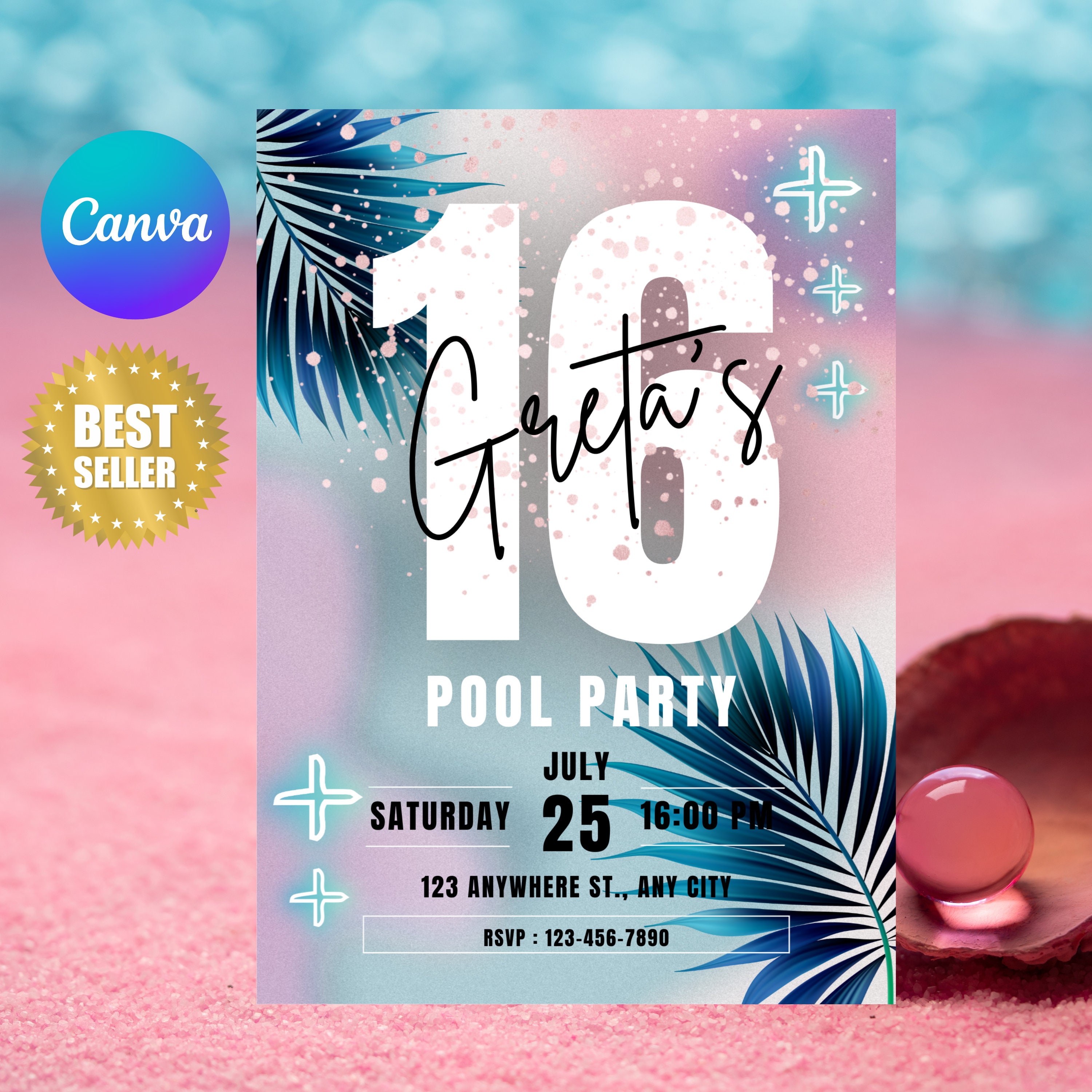 Editable Teenage Pool Party Invitation Teen Pool Party, Summer Party ...