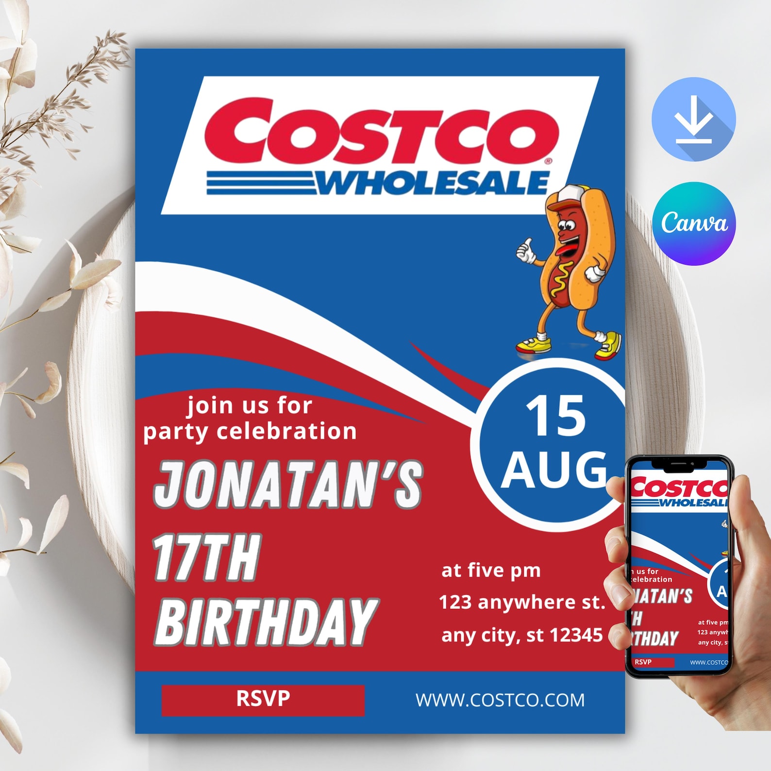 Costco Birthday Invitation: Customizable Party Invite (canva Template ...
