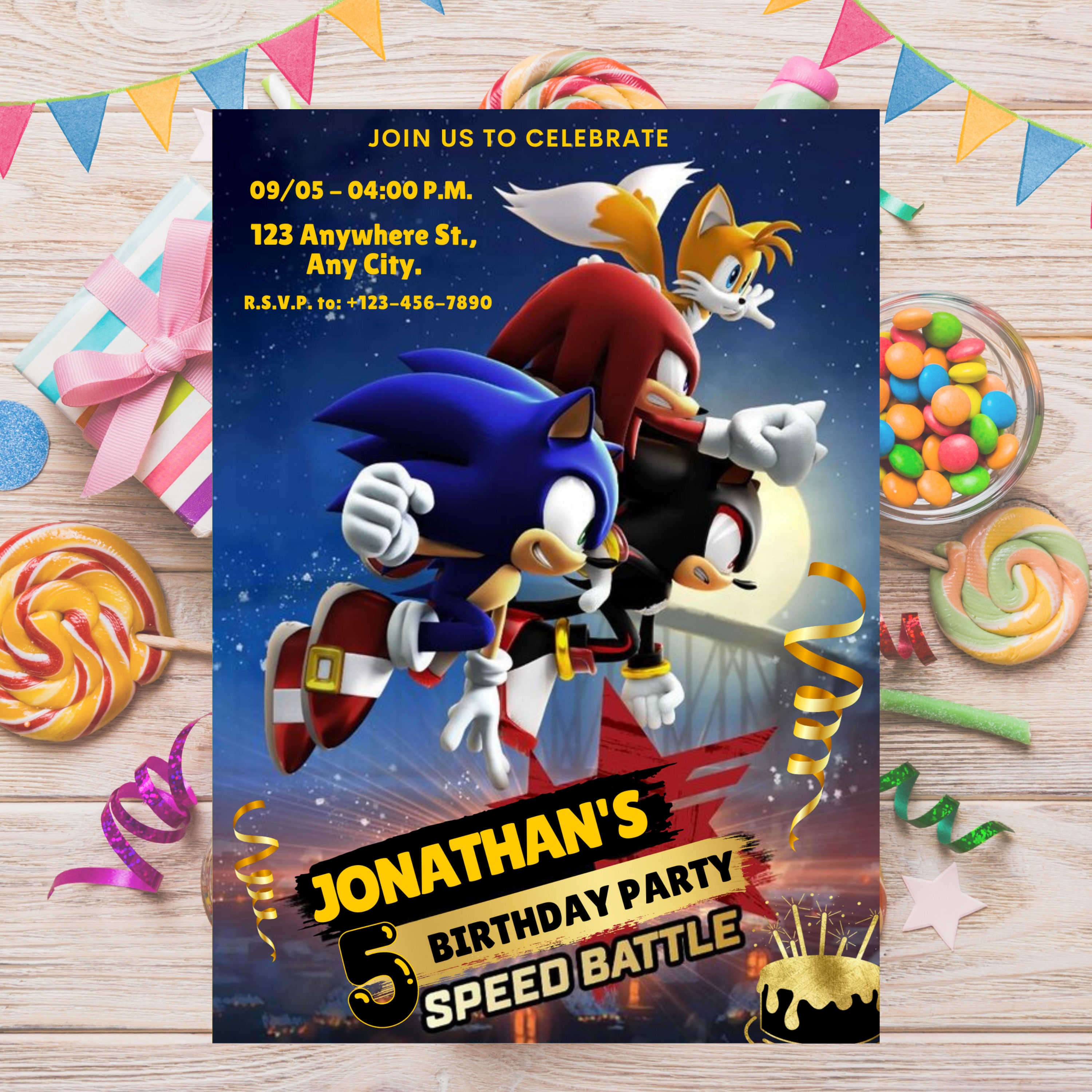 Sonic the Hedgehog Digital Birthday Invitation Digital Birthday ...