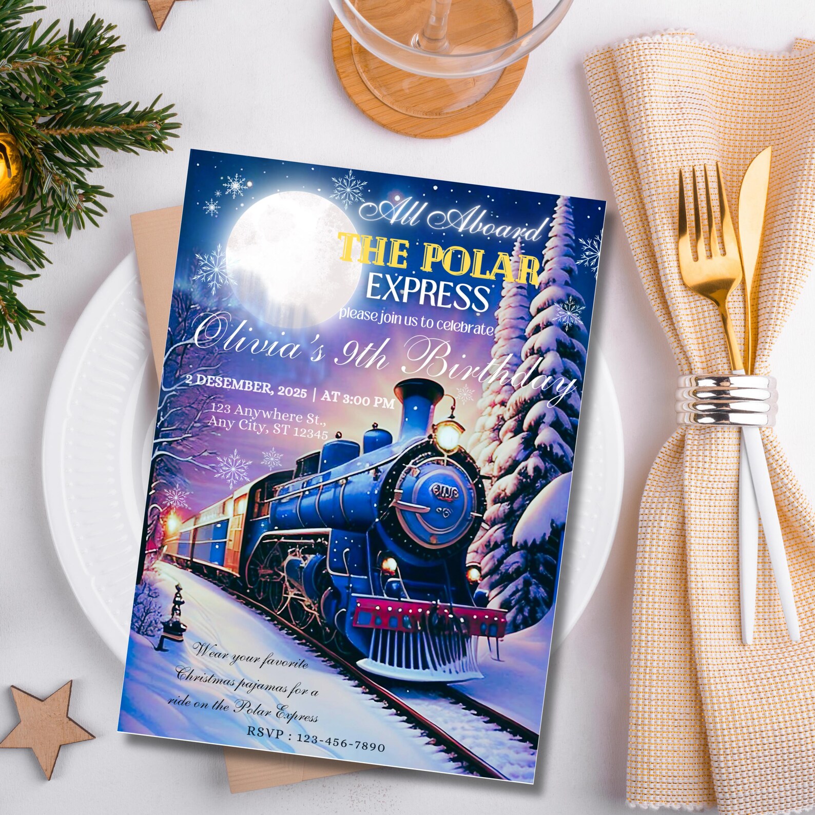 Polar Express Birthday Invitation, Editable North Pole Train Party ...