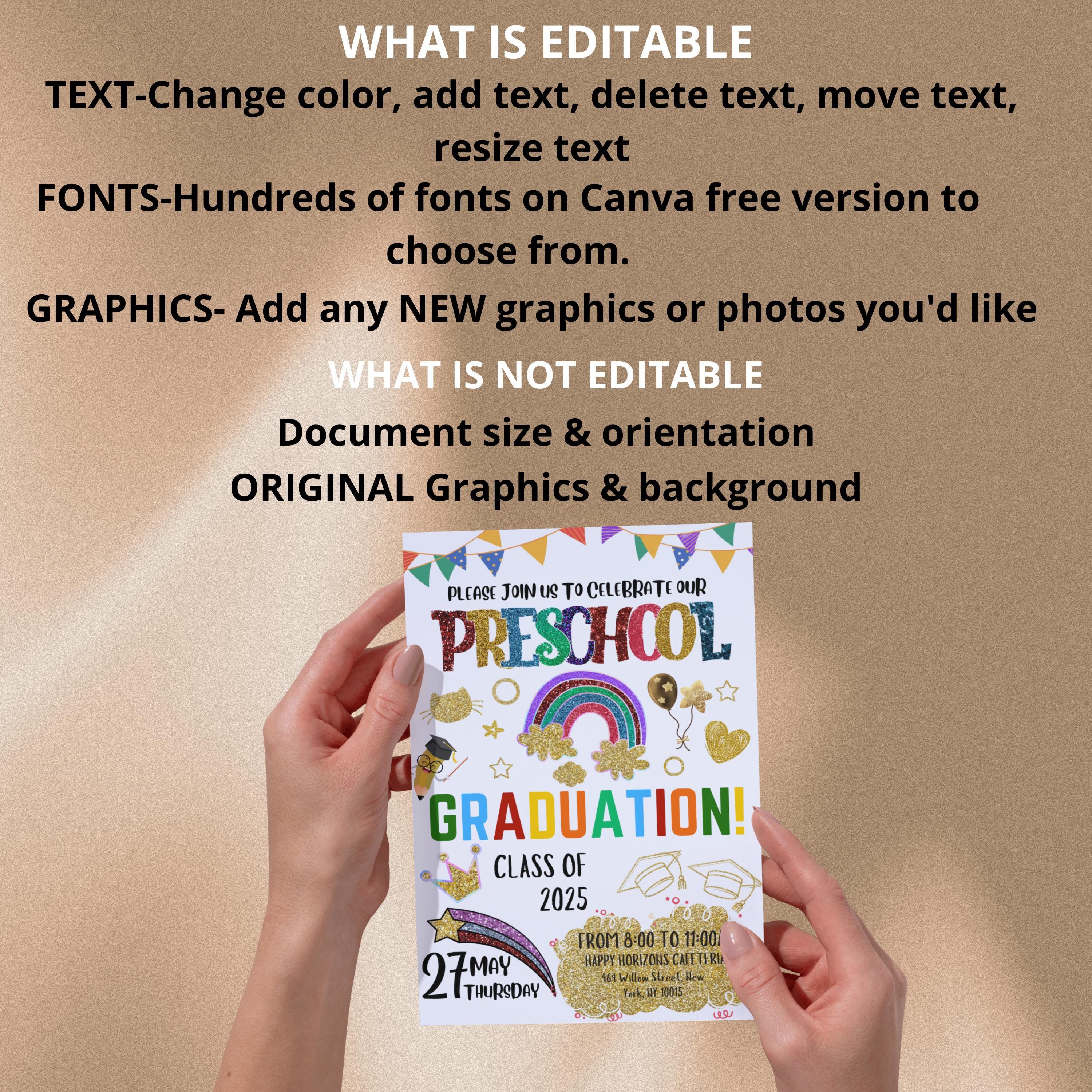 Editable Preschool Graduation Invitation: Prek Party Announcement ...