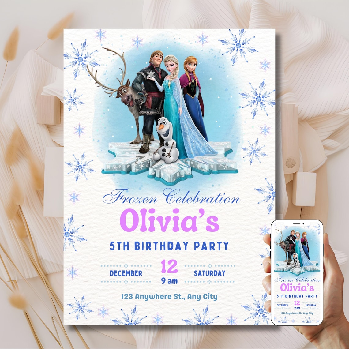 Elsa Frozen Birthday Invitation: Winter Snow Theme (PDF Template) - Etsy