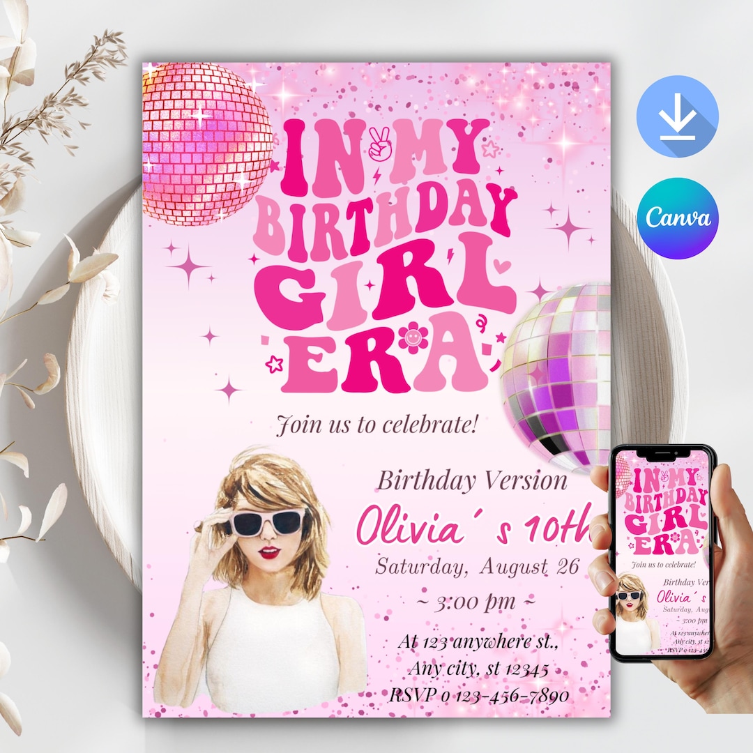 Self Editable Music Birthday Invitation, Eras Party Decorations ...