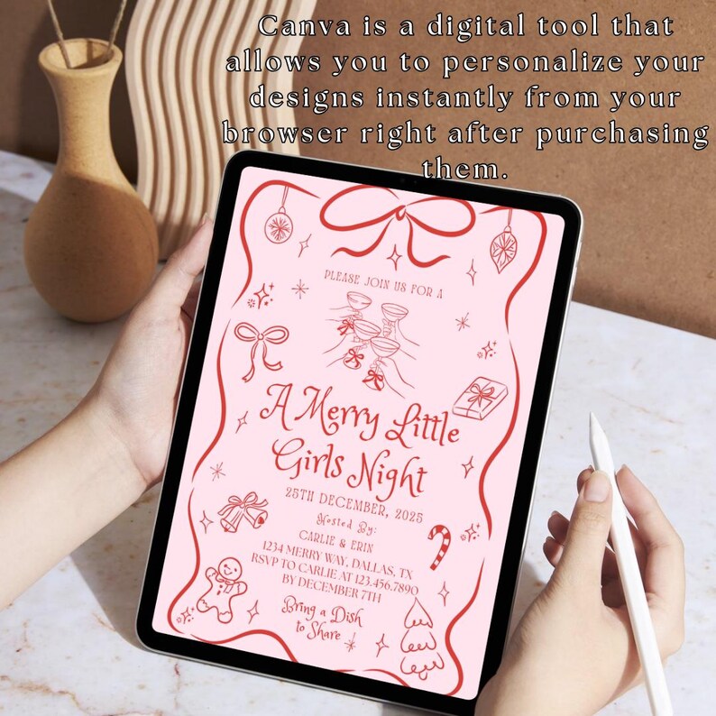 Christmas Girls Night Invitation, Cozy Friendmas Part, Editable Holiday ...
