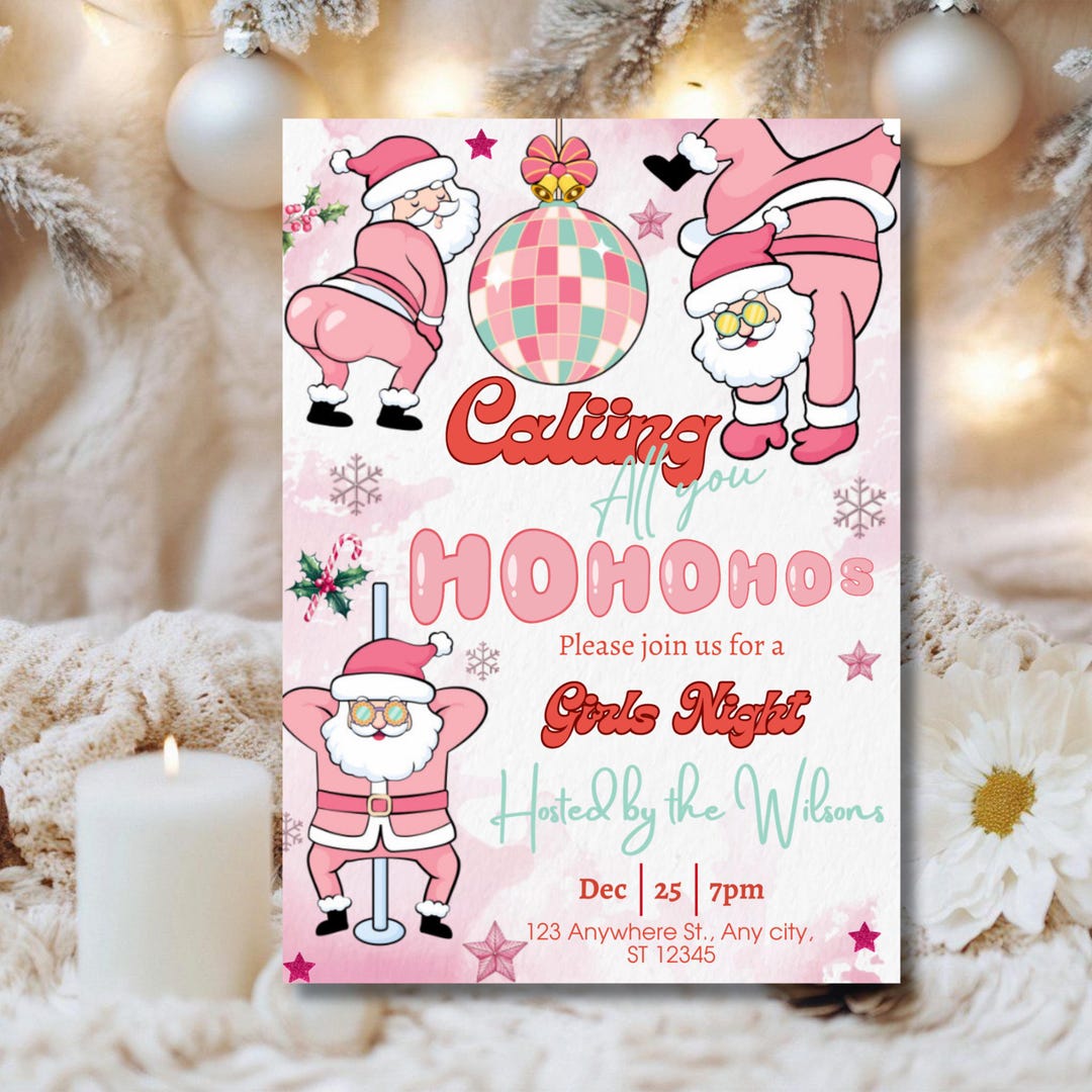 Funny Santa Ho Ho Hos Christmas Party Invitation (editable Canva ...