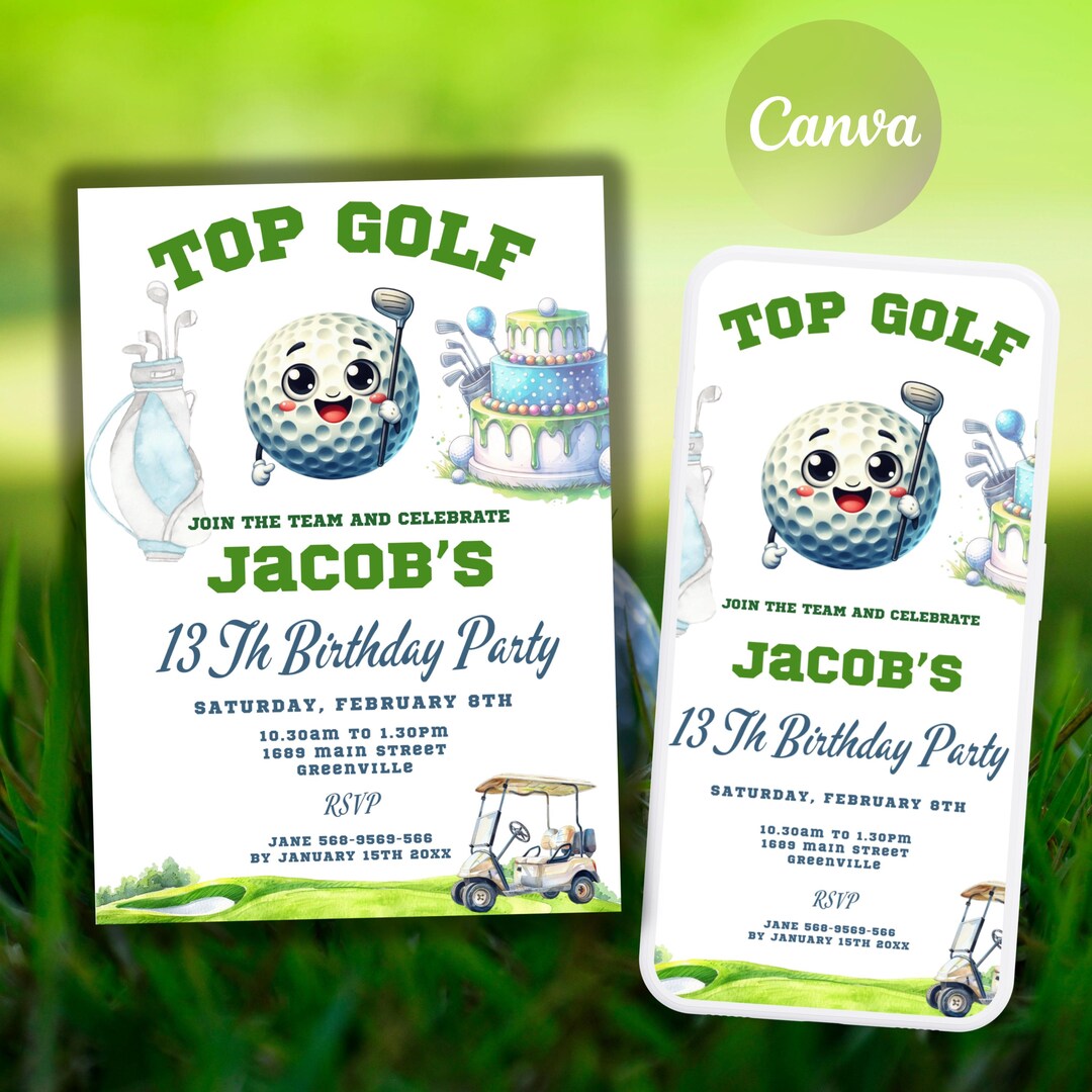 Top Golf Birthday Party Invitation: Editable Par-tee Invite (digital ...