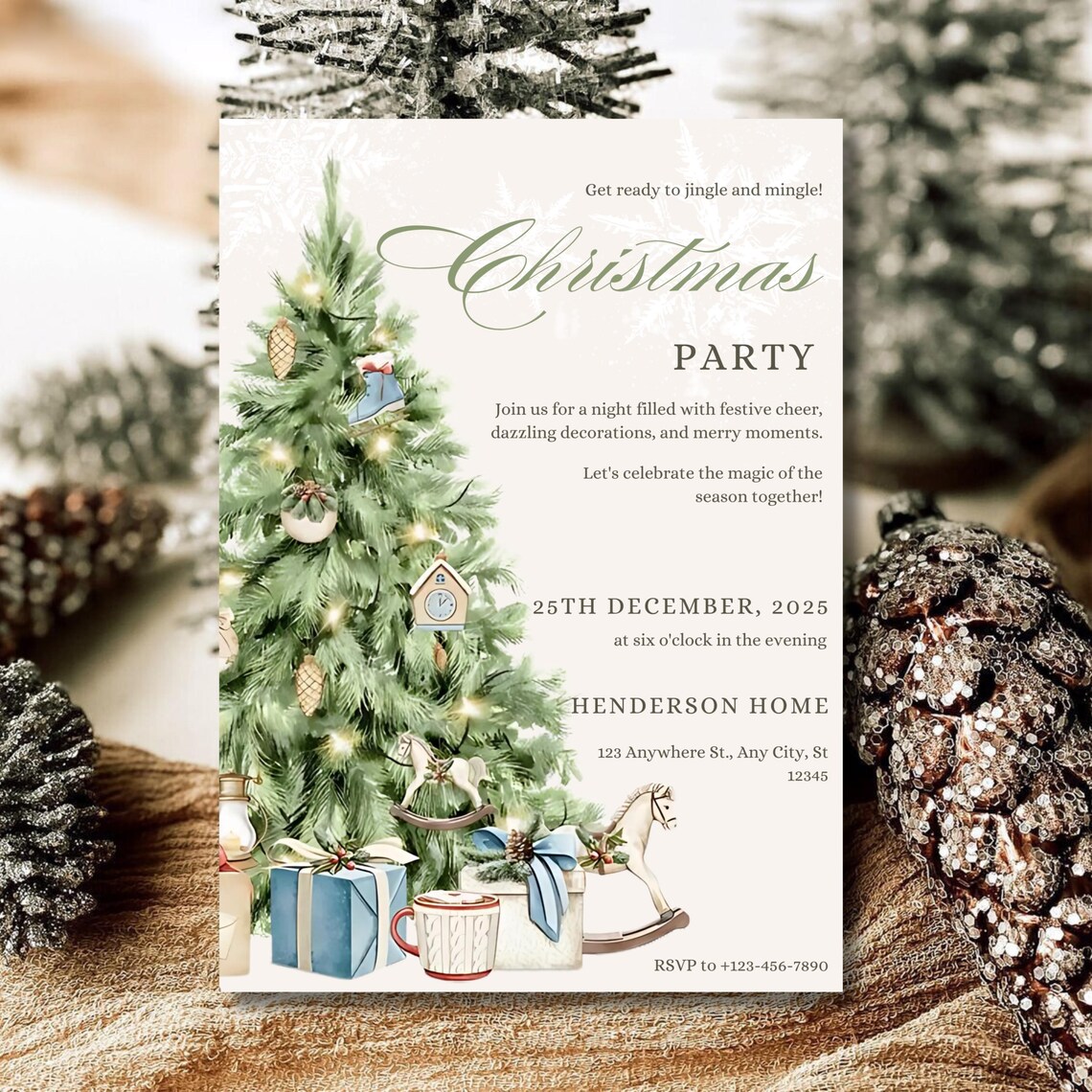 Christmas Party Invitation Editable Christmas Tree Party Invite Holiday ...