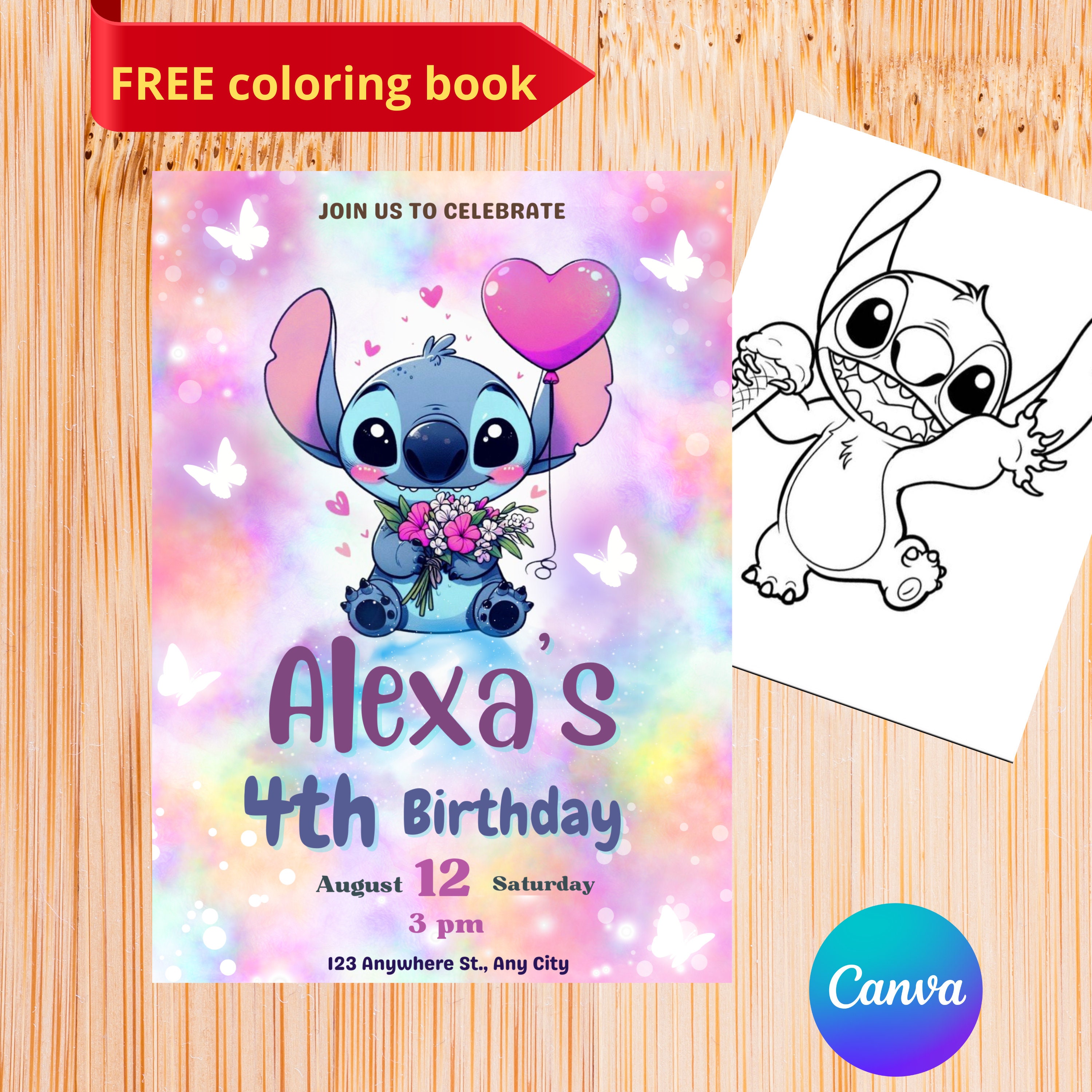 Stitch Birthday Party Invitation Template Digital Kids Party Invite ...