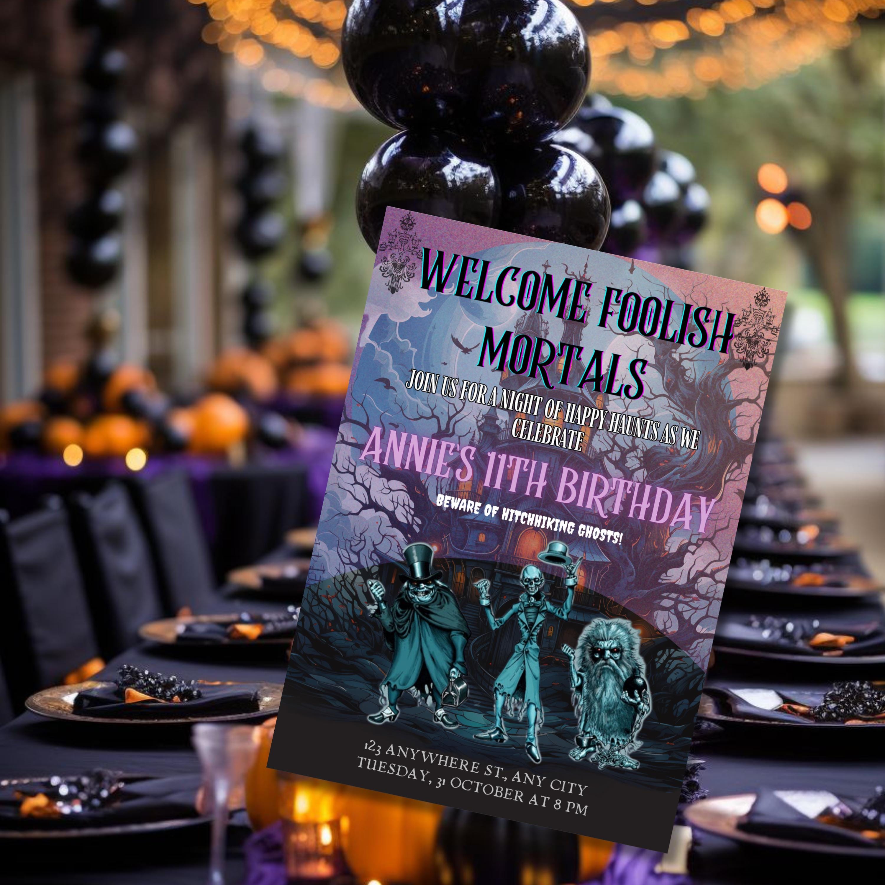 Haunted Mansion Birthday Invitation: Gothic Ghosts Party (digital ...