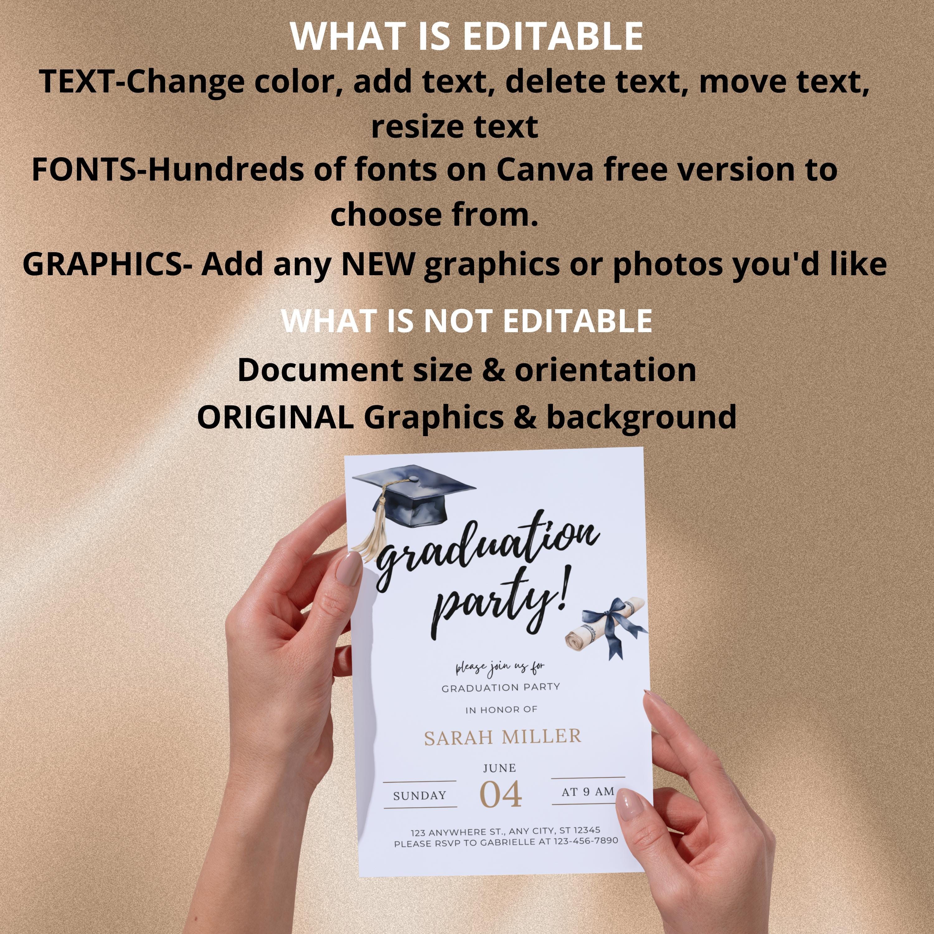 Graduation Party Invitation Template: Editable Canva Evite (PDF) - Etsy