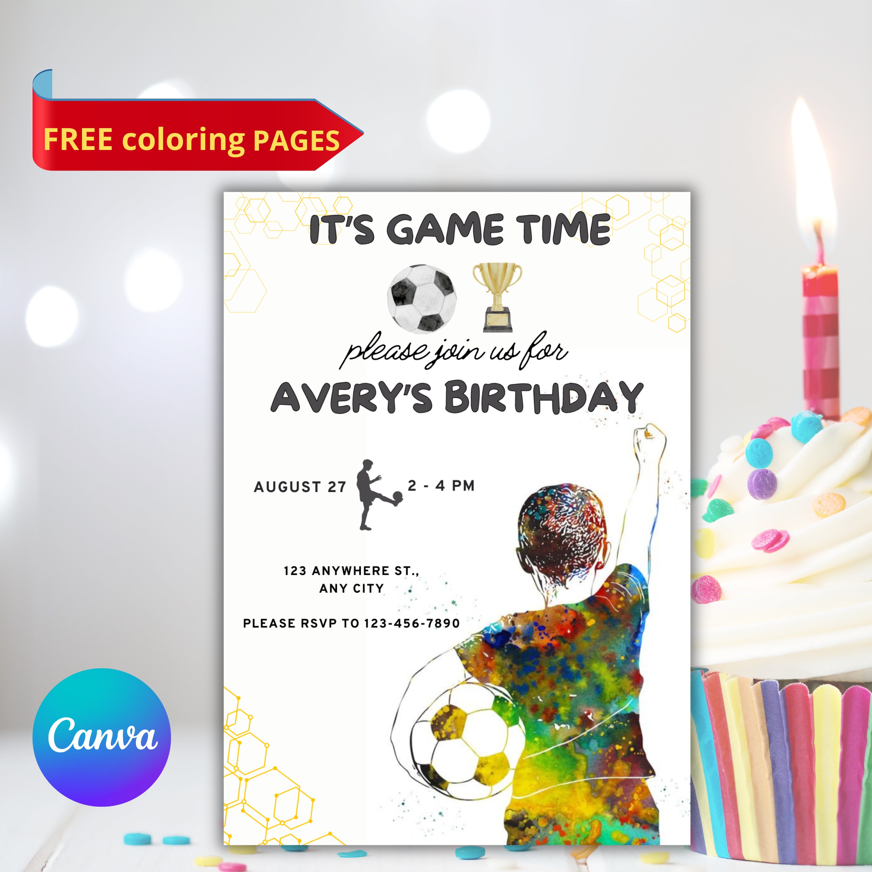 Soccer Birthday Invitation Template Soccer Birthday Invite Football ...