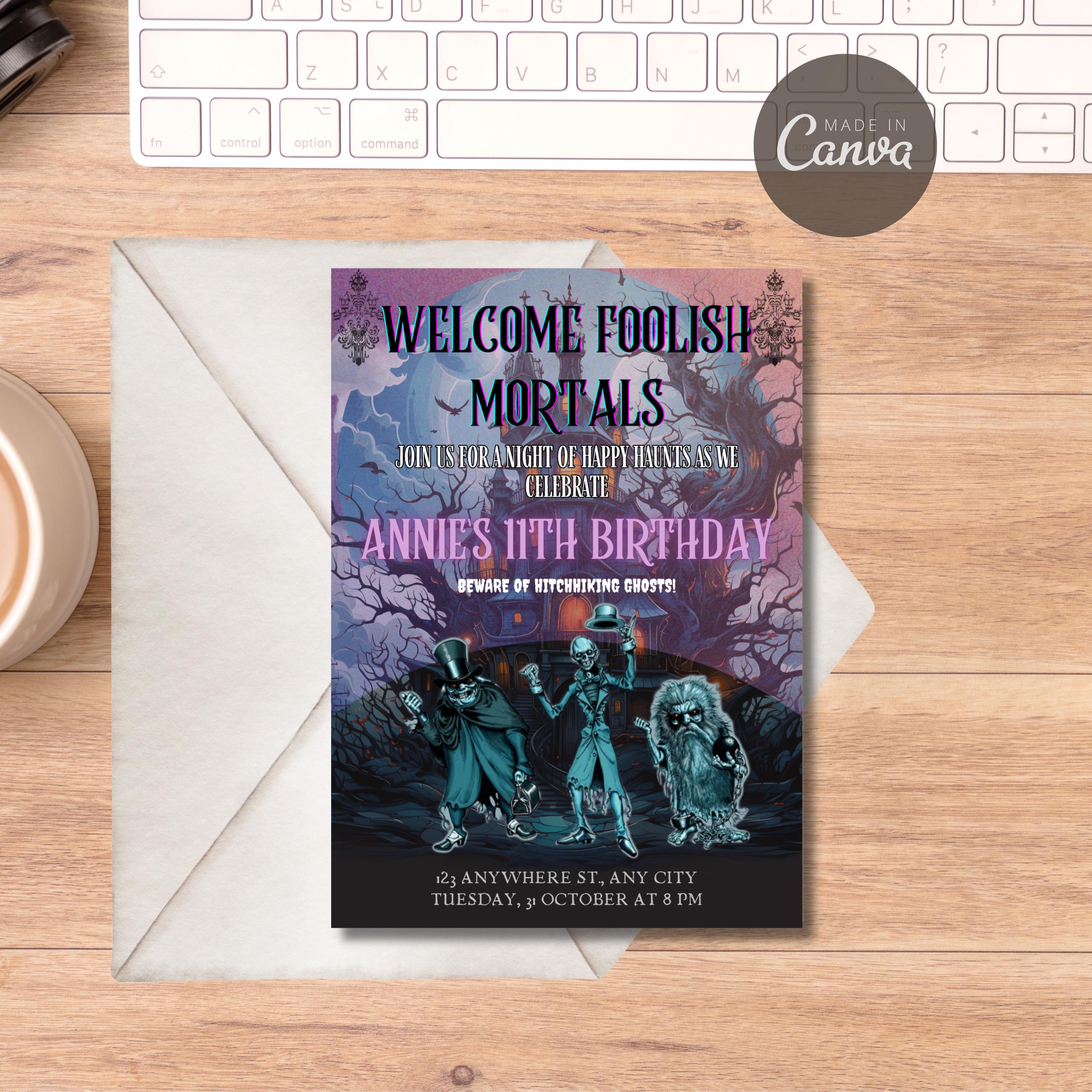 Haunted Mansion Birthday Invitation: Gothic Ghosts Party (digital ...