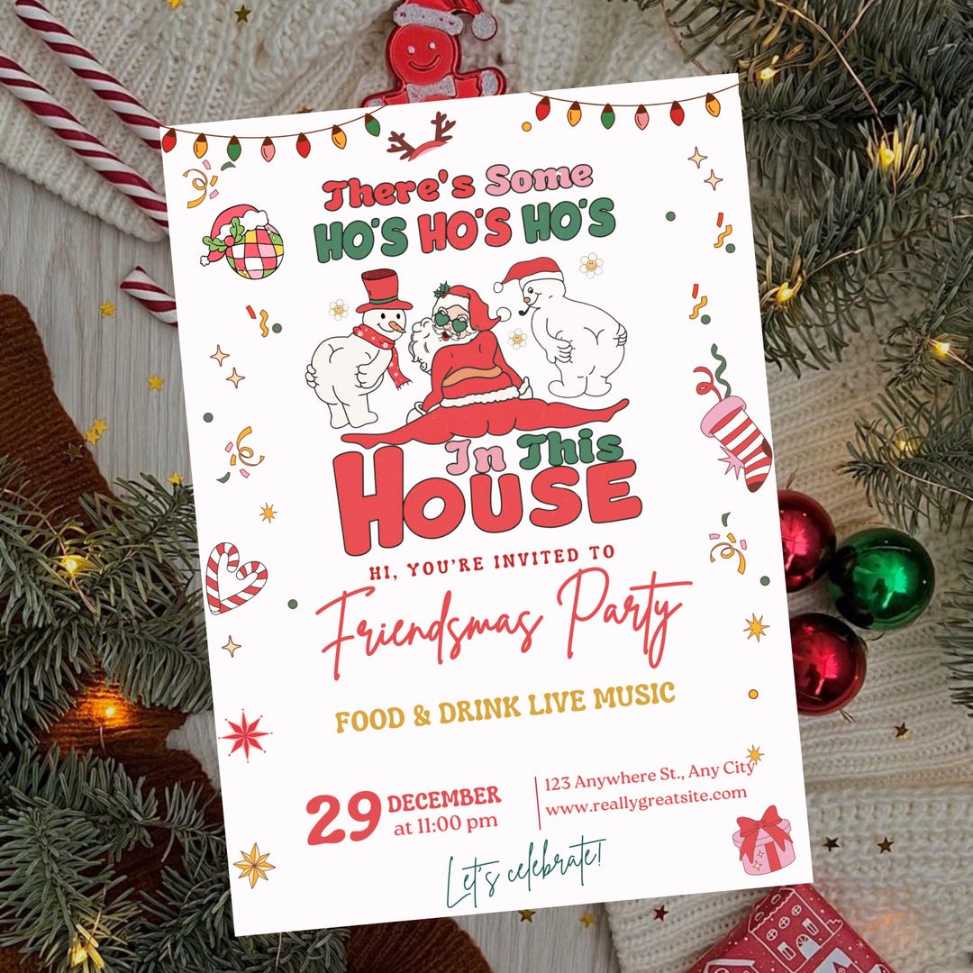 Funny Christmas Party Invitation Santa's Favorite Ho Ho Hos Digital ...