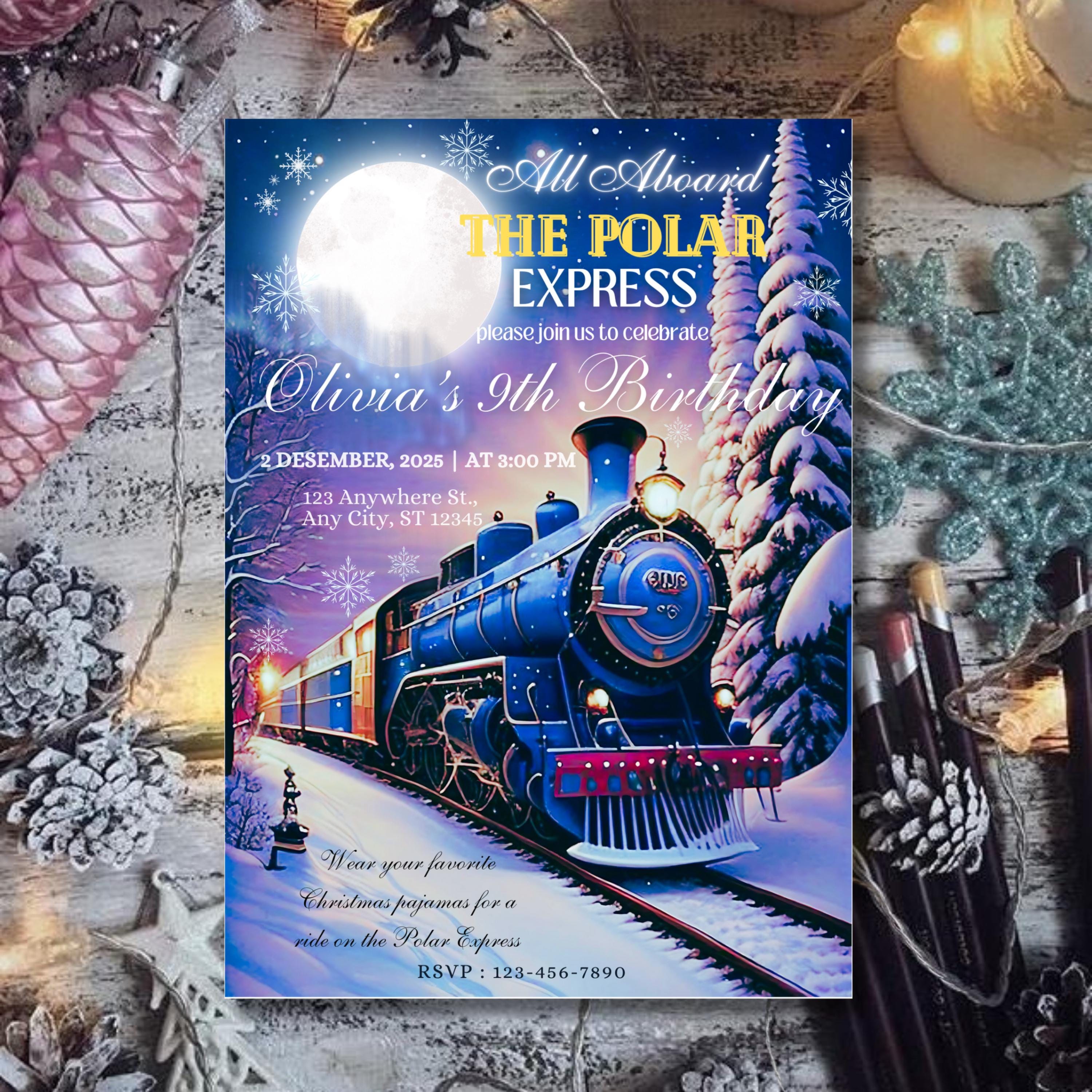 Polar Express Birthday Invitation, Editable North Pole Train Party ...