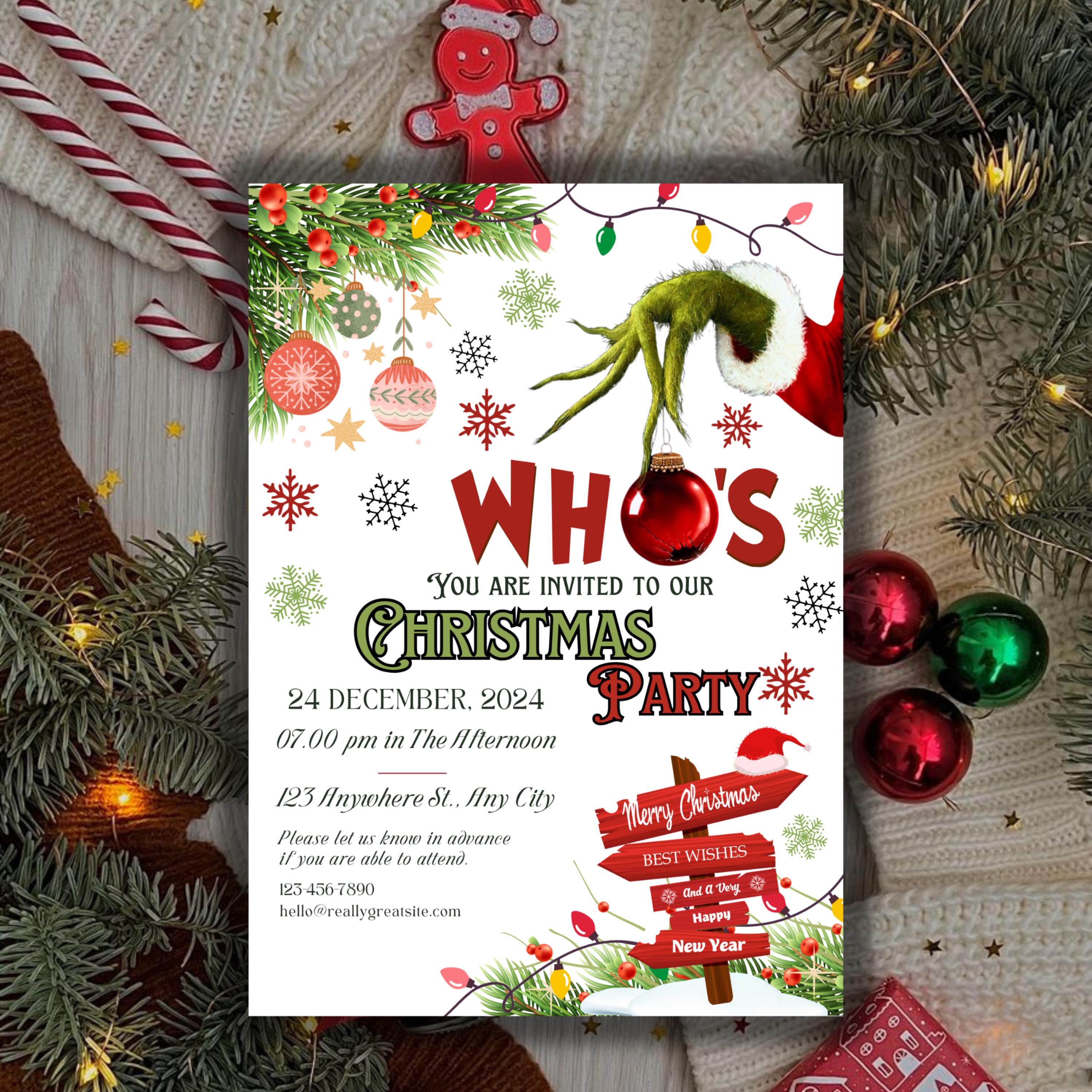 Whoville Christmas Party Invitation: Mean Green Holiday Invite (digital ...