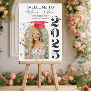 2025 Graduation Party Welcome Sign: Modern Photo Poster (canva Template ...