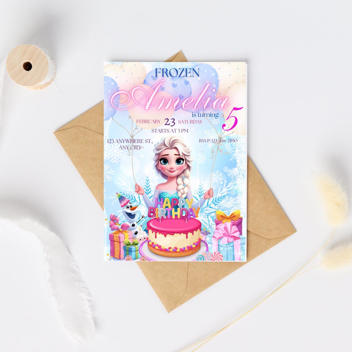 Frozen Birthday Invitation: Princess Elsa, Winter Snow (digital ...