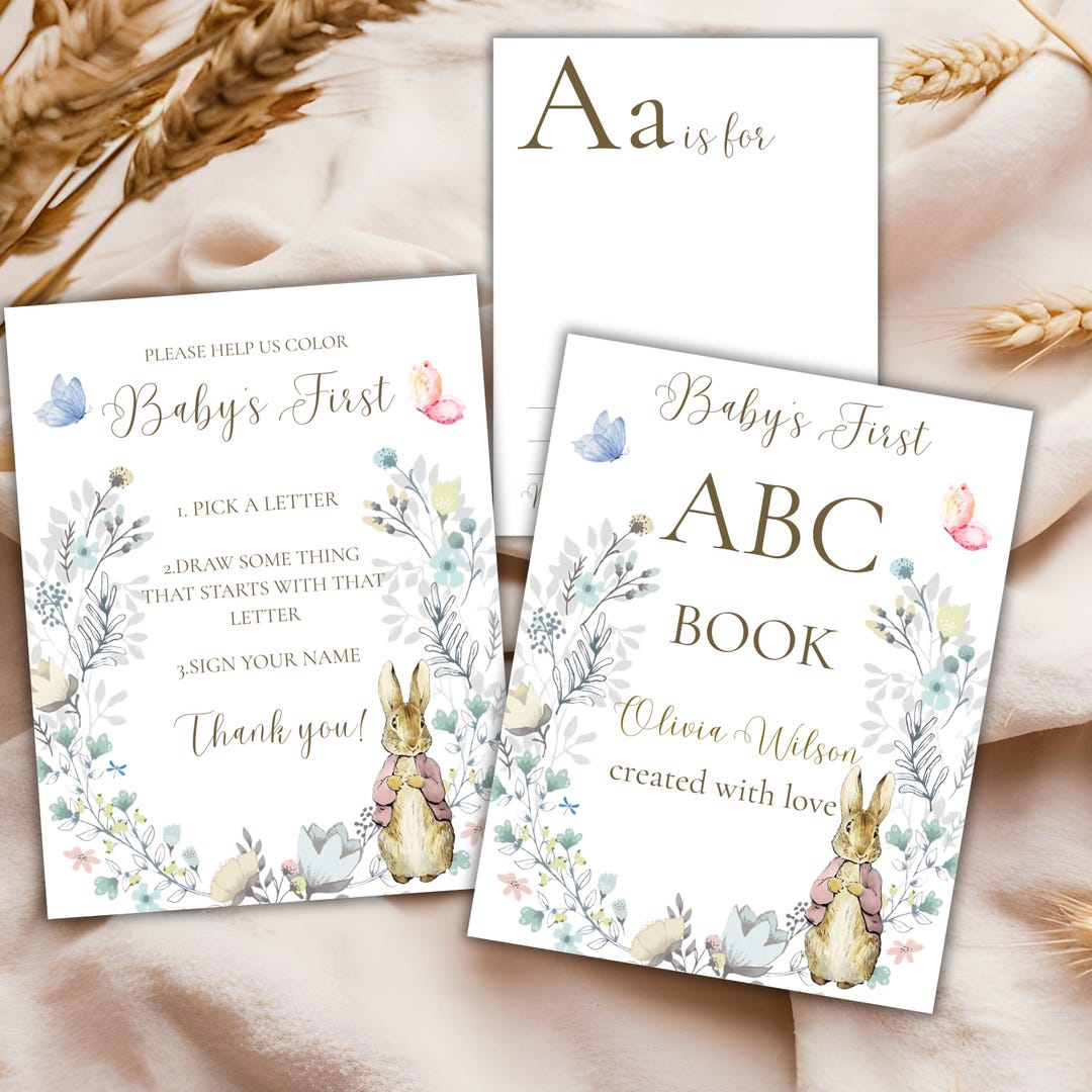 Baby Shower ABC Book Peter Rabbit, Little Bunny Themed Activity, First ...
