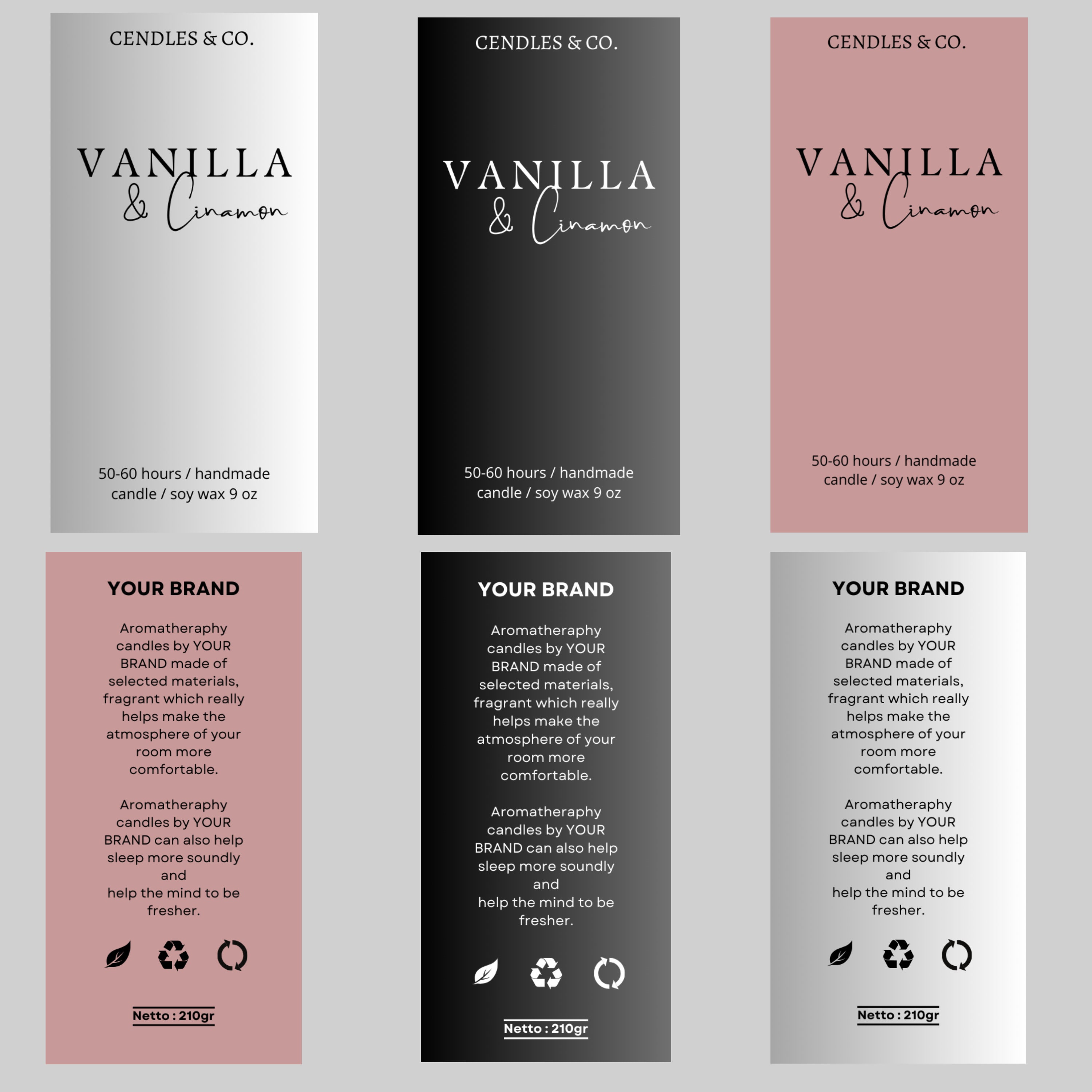 Editable Candle Label DIY Candle Sticker Custom Candle Labels Small ...