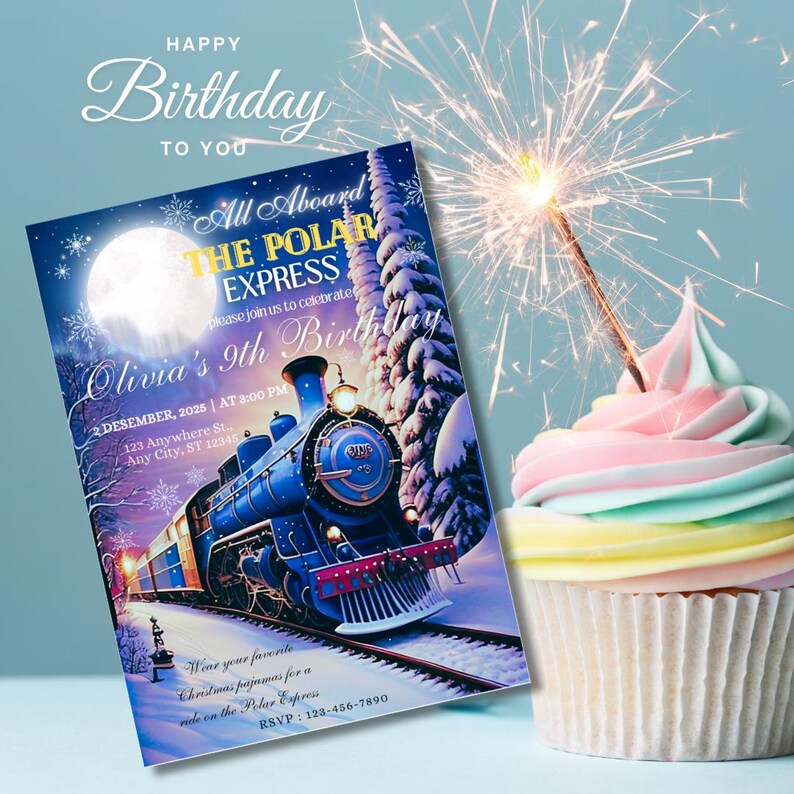 Polar Express Birthday Invitation, Editable North Pole Train Party ...