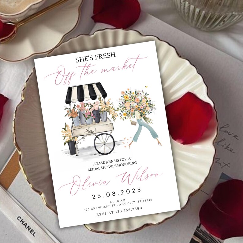 Flower Market Bridal Shower Invitation Template (PDF) - Etsy