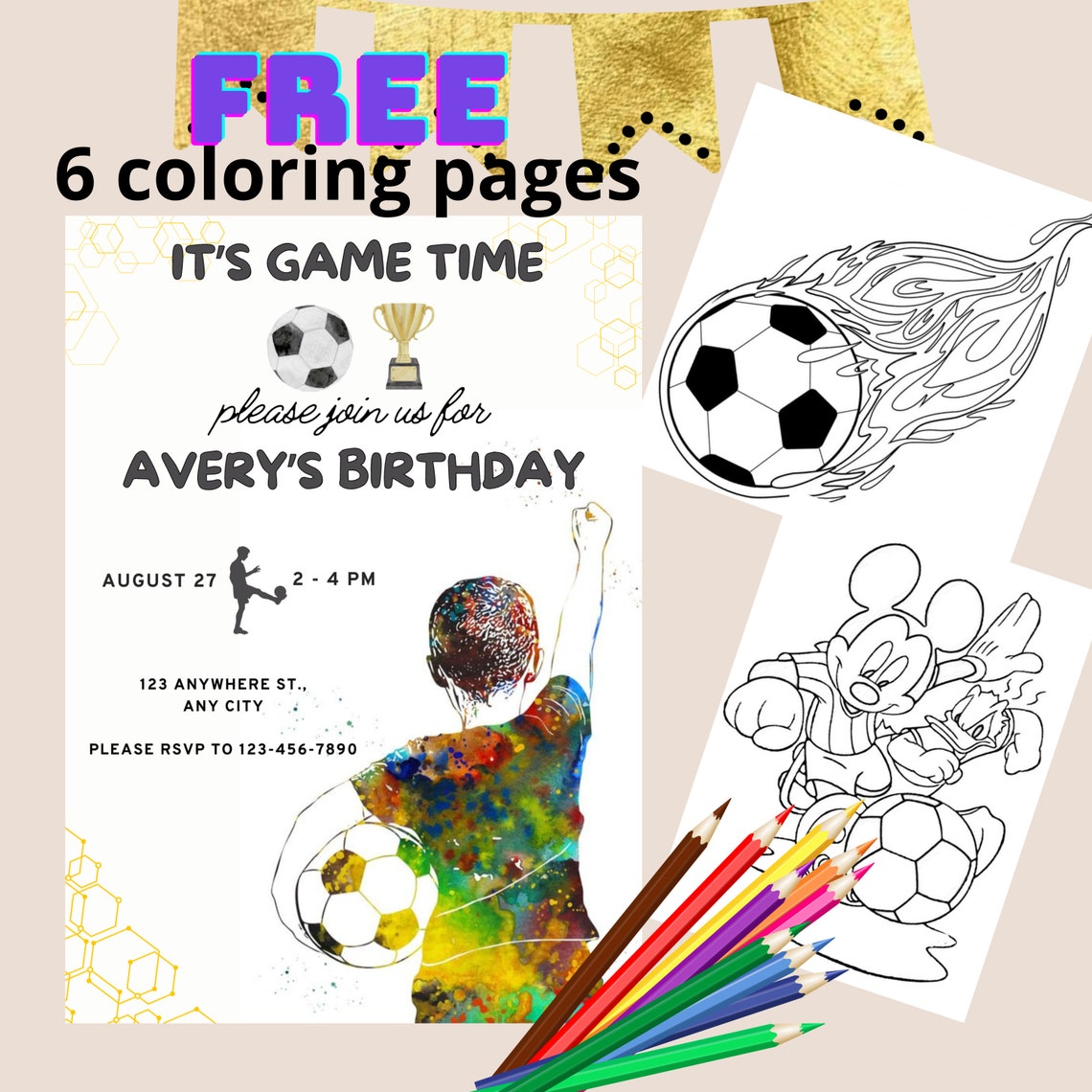 Soccer Birthday Invitation Template Soccer Birthday Invite Football ...