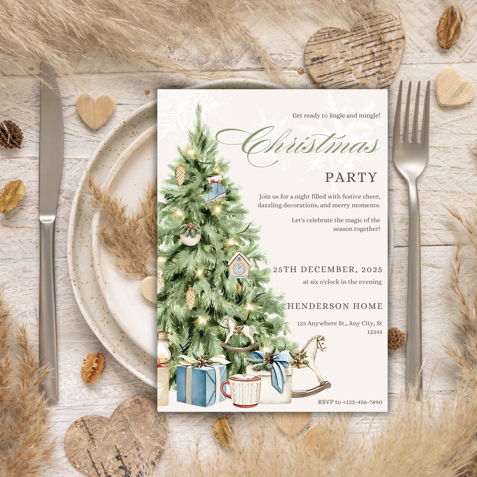 Christmas Party Invitation Editable Christmas Tree Party Invite Holiday ...