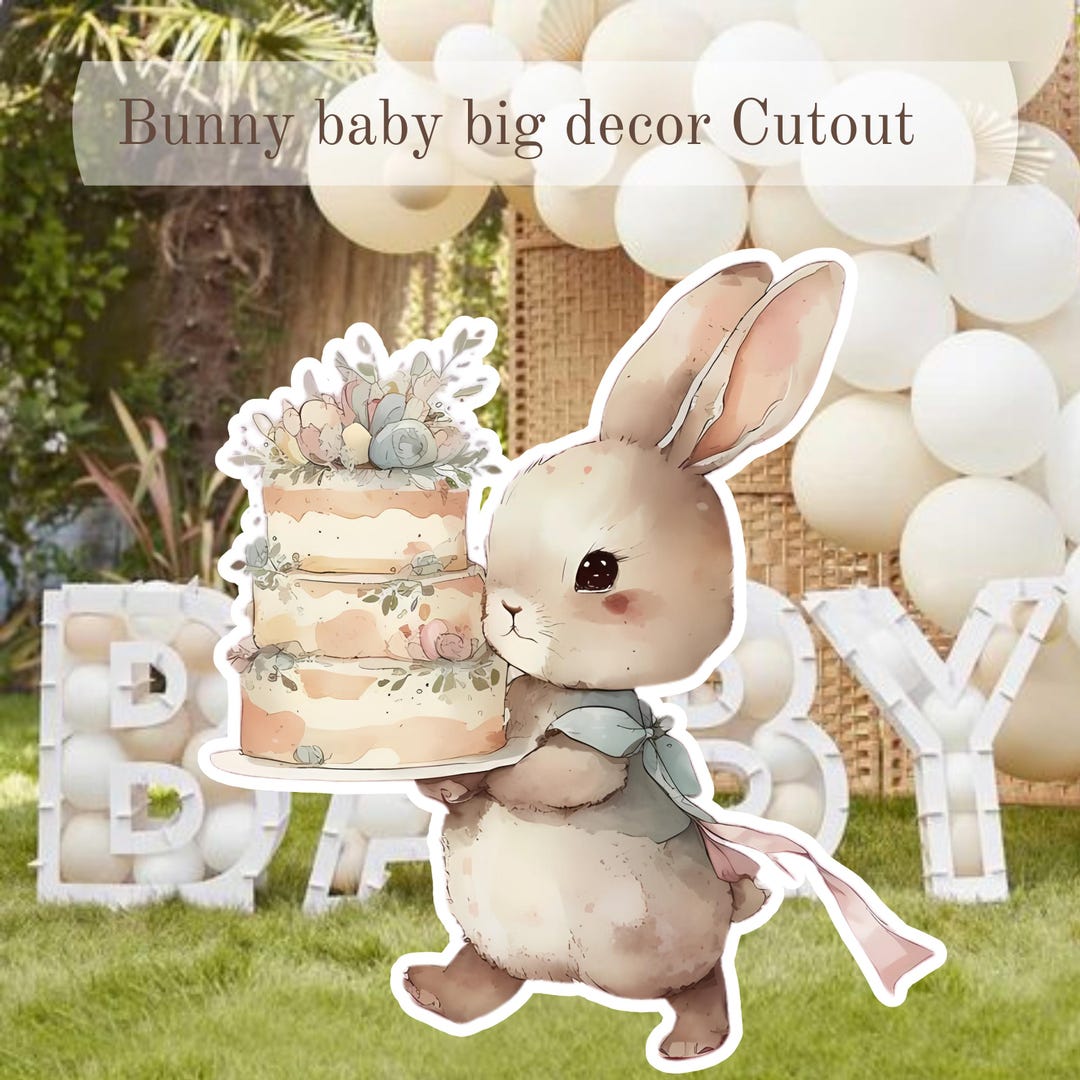 Bunny Baby Big Decor Cutout Party Props, Cute Rabbit Birthday Standee ...