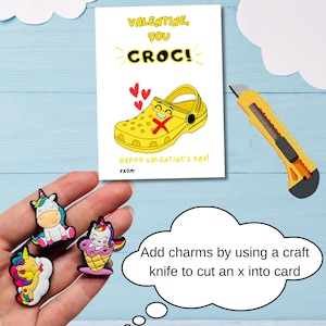 Kids Croc Valentine Card, Class Gift Printable, Shoe Charm Valentine ...