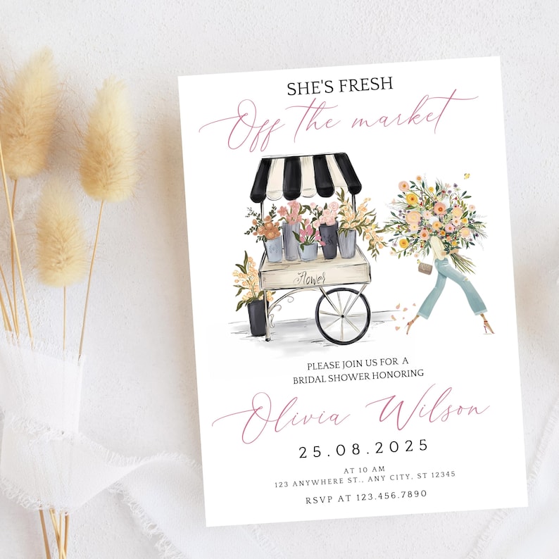 Flower Market Bridal Shower Invitation Template (PDF) - Etsy