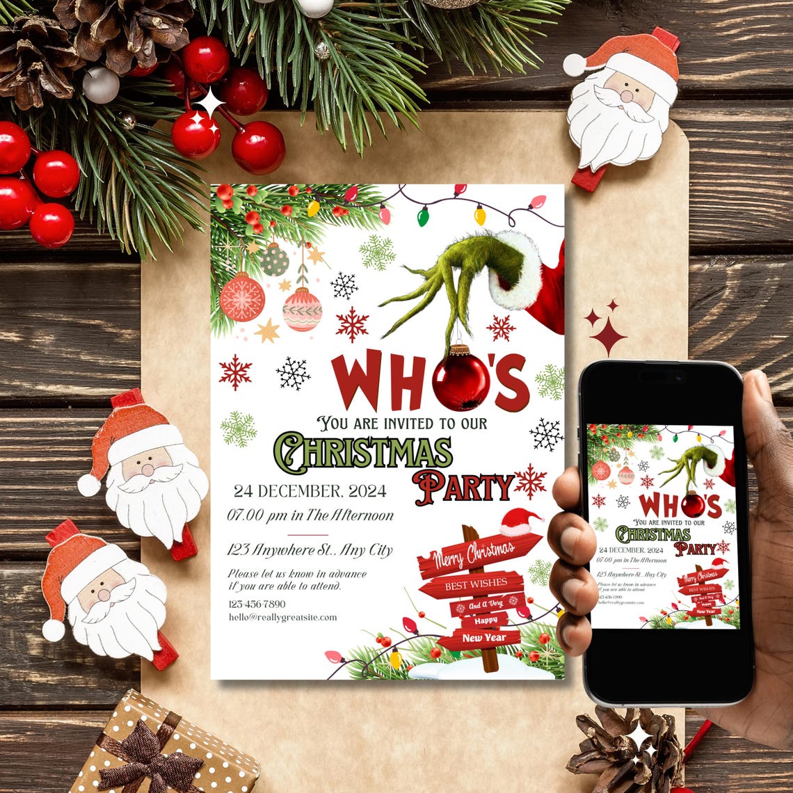 Whoville Christmas Party Invitation: Mean Green Holiday Invite (digital ...