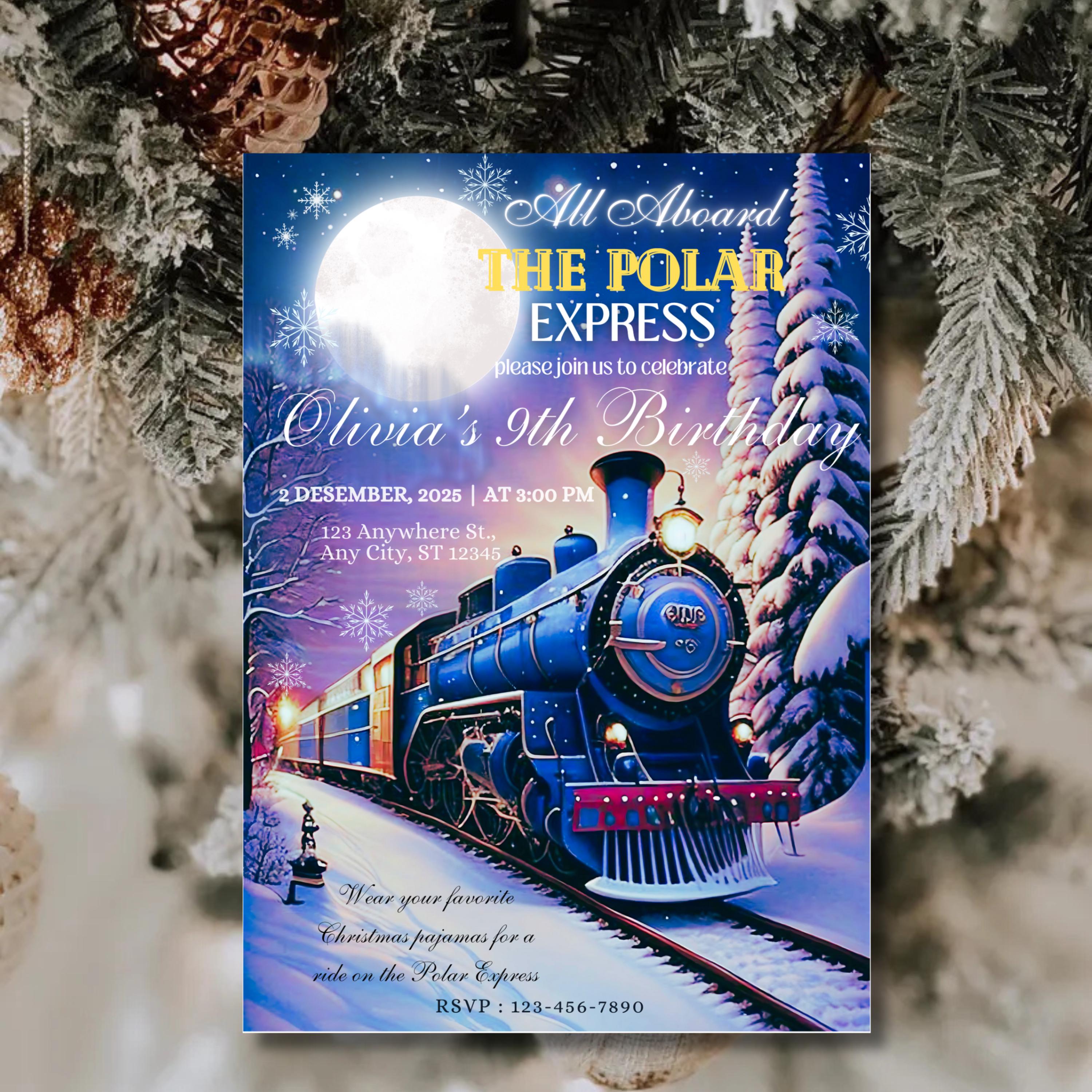 Polar Express Birthday Invitation, Editable North Pole Train Party ...