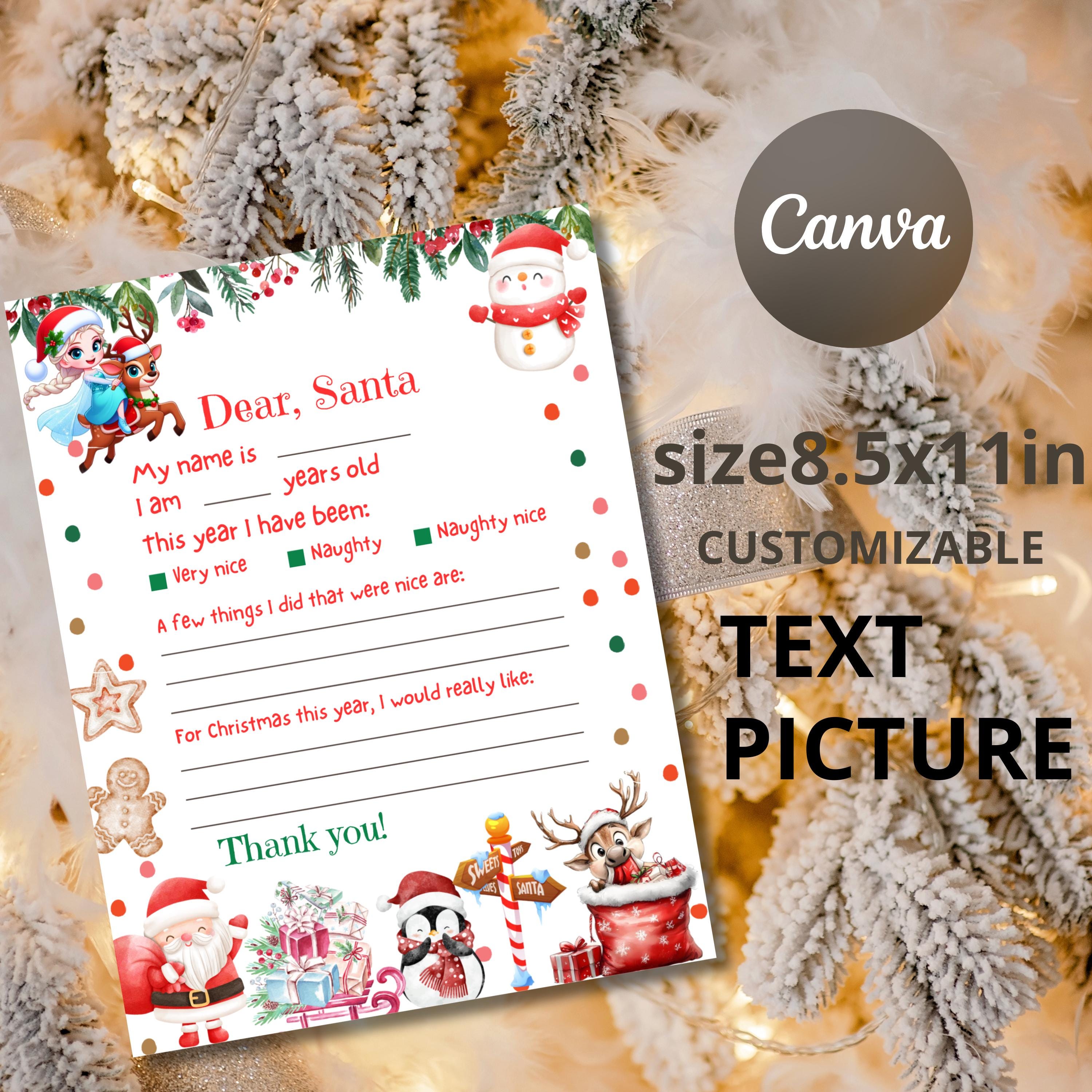 Letter to Santa Printable: Kids Christmas Wish List (PDF) - Etsy