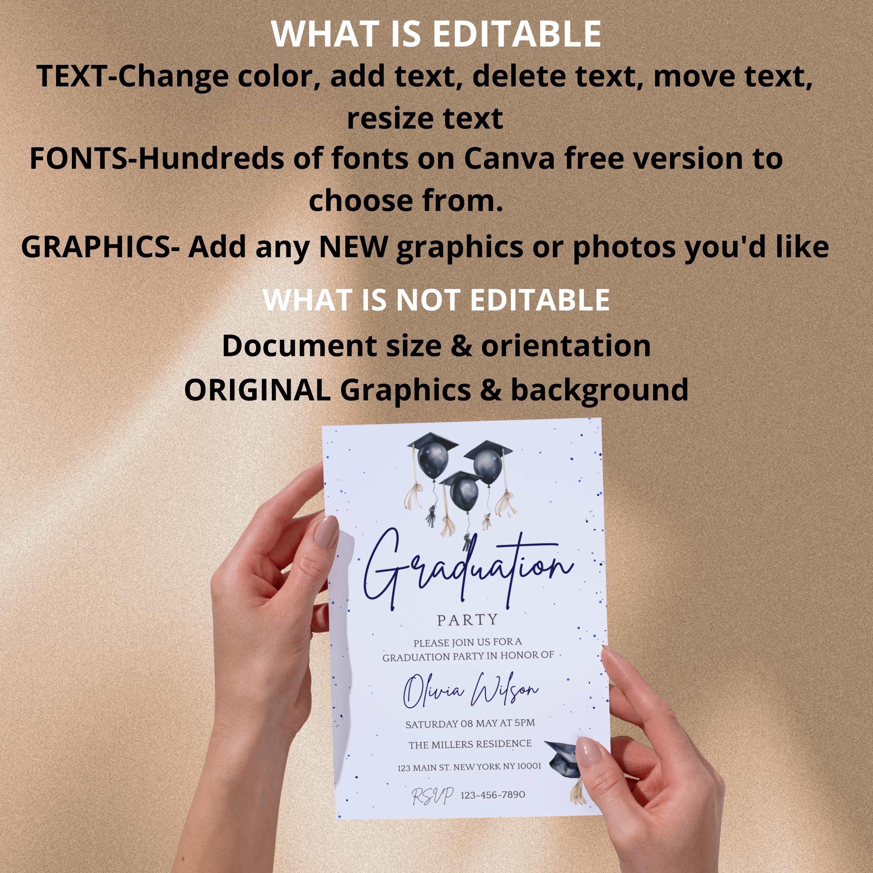 Graduation Party Invitation Template: Photo, Editable (canva) - Etsy