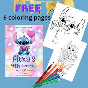 Stitch Birthday Invitation Template: Kids Party Invite (digital ...